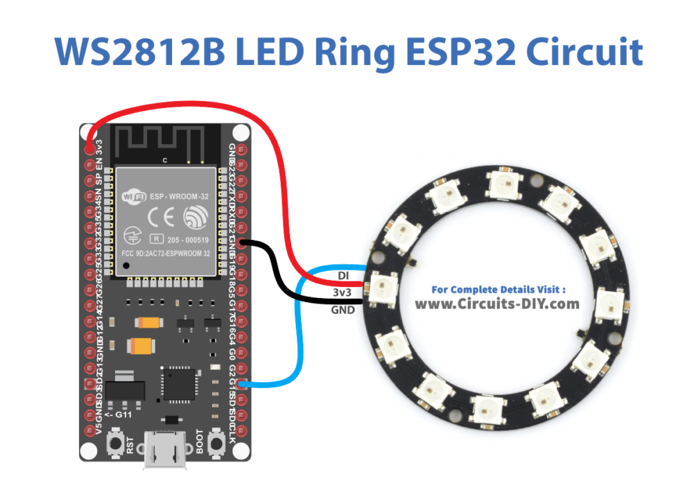 Interfacing WS2812b LED Ring with ESP32